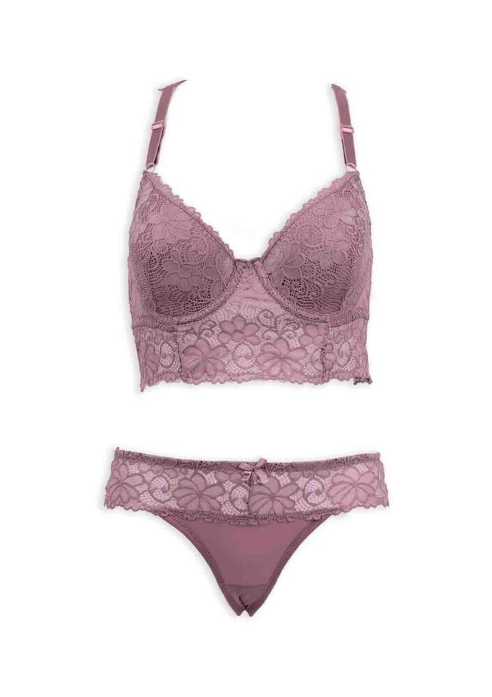 Laced Unsupported Bralette Bra Set 409 | Mink